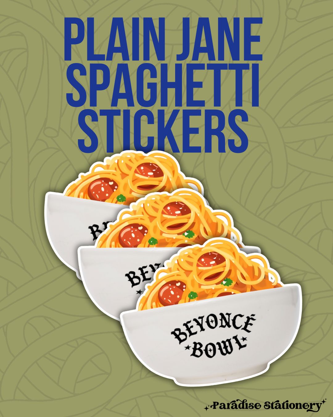Plain Jane Spaghetti Sticker – Paradise Stationery